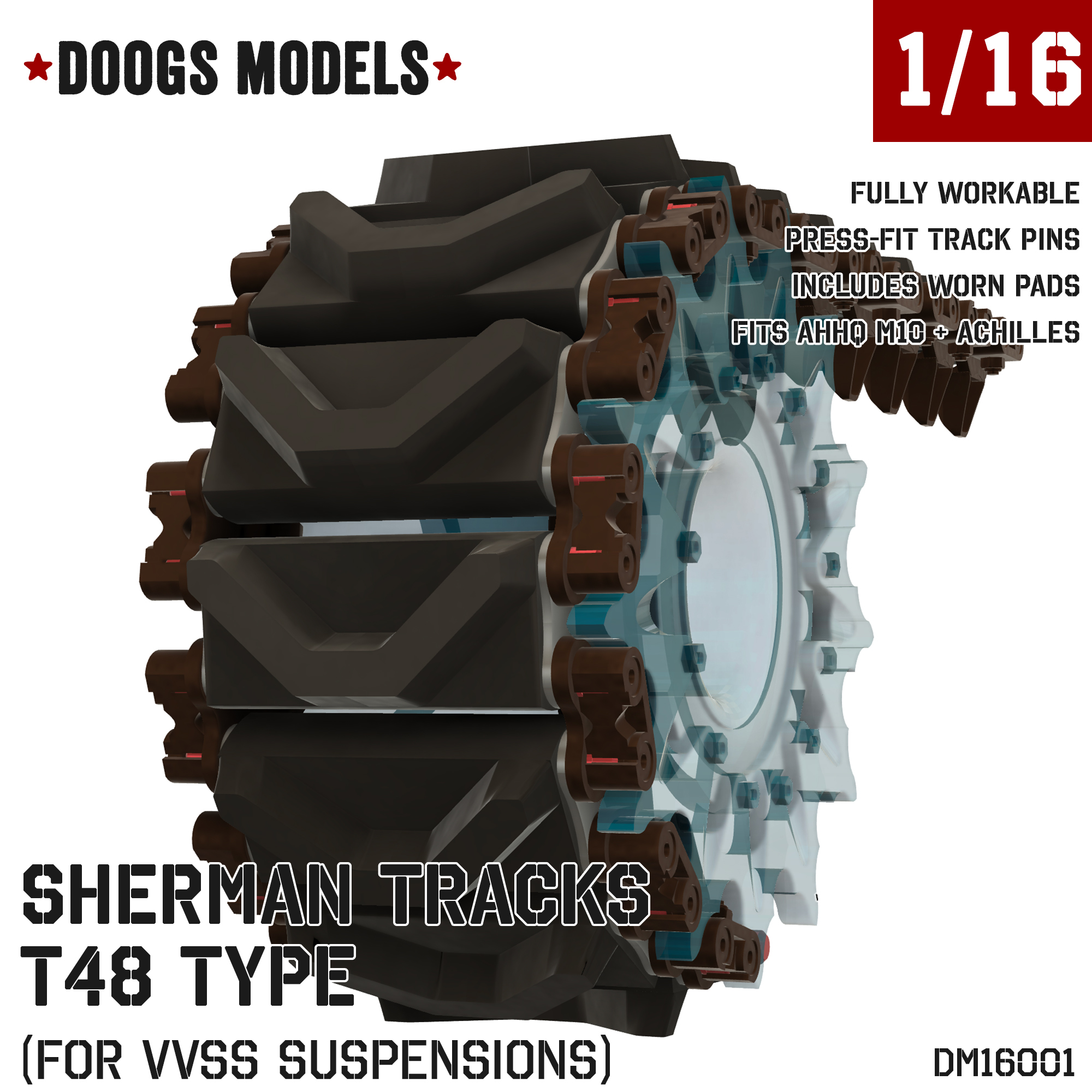 1/16 Sherman Tracks – 5 Types Now Available! – Doogs Studios