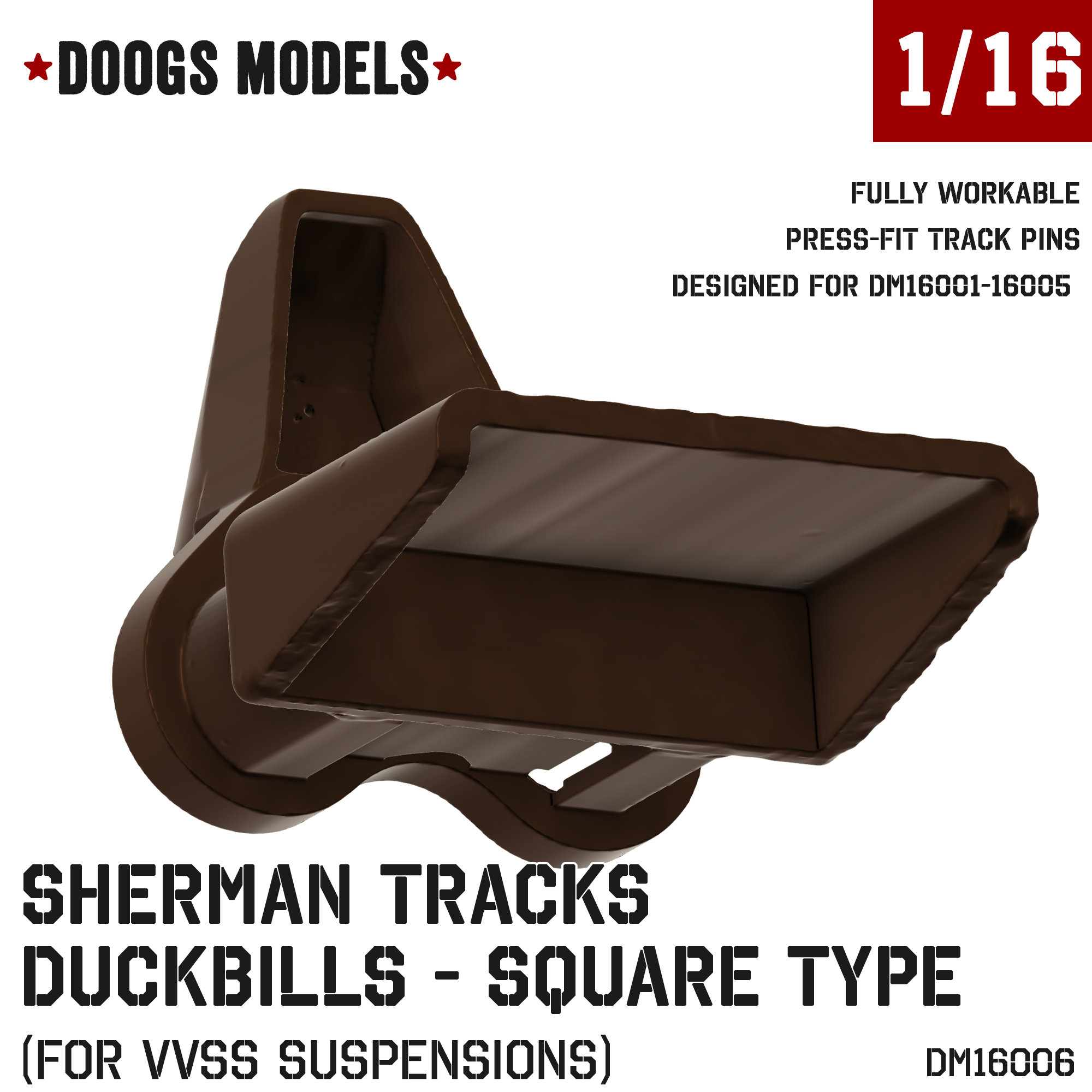 1/16 M4 Sherman ‘Duckbill’ End Connectors (Square) – Doogs Studios