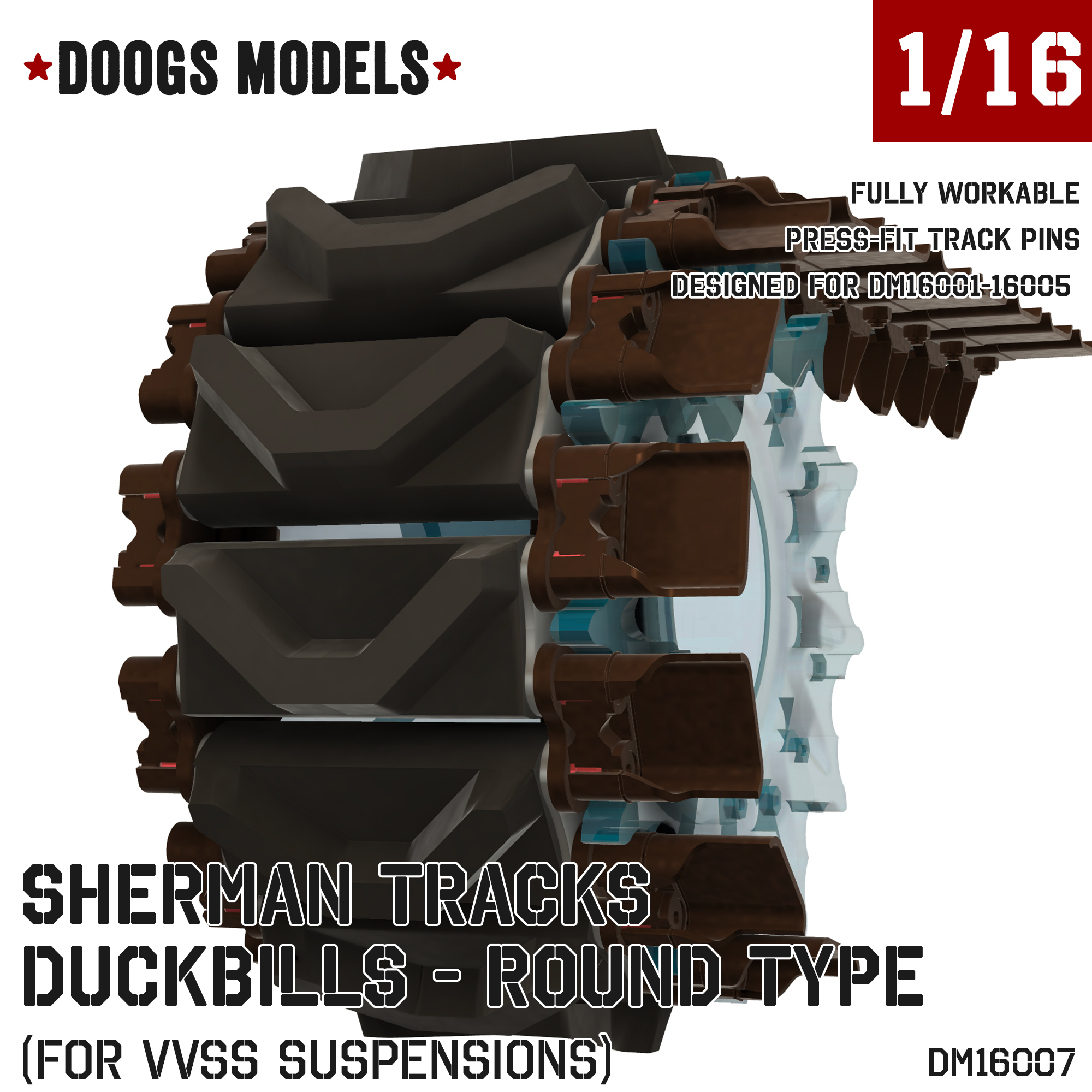 1/16 M4 Sherman ‘Duckbill’ End Connectors (Round) – Doogs Studios