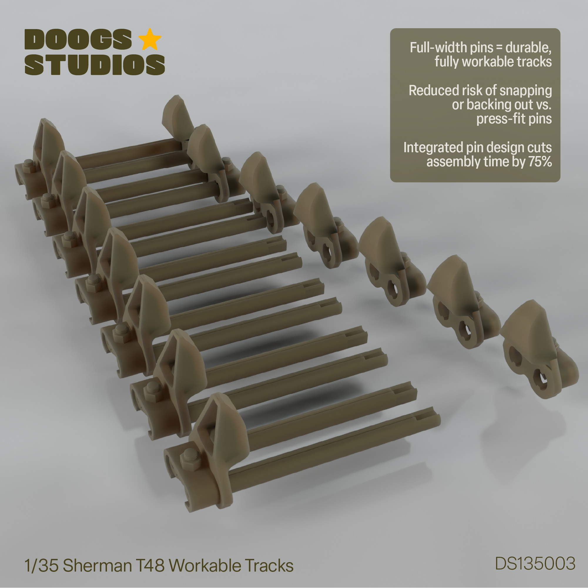 1/35 Sherman T48 Workable Tracks (Fresh) – Doogs Studios